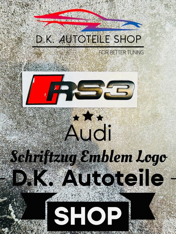 Audi RS3 Emblem Schriftzug Logo aus Metall Rot/Schwarzmatt (Neu und ...