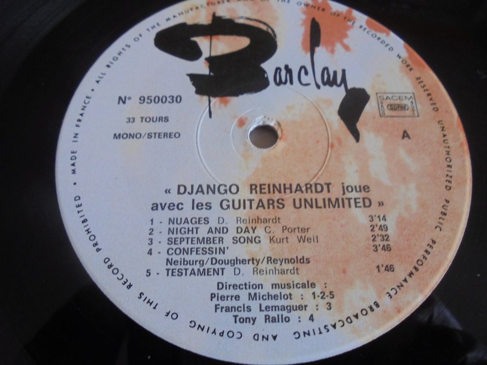 Django REINHARDT " joue avec les Guitars Unlimited " LP (VG+ | Kaufen auf Ricardo