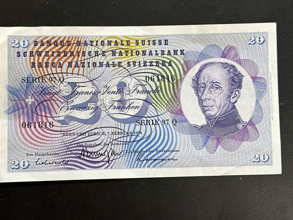 20 Fr.-Note Schweiz 1974 (Gebraucht) in Wängi für CHF 20 – mit ...