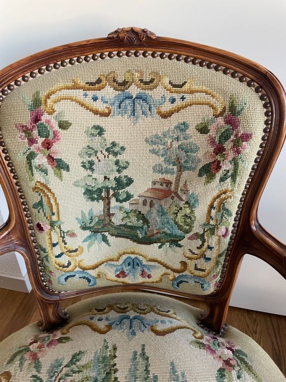 Gobelin Stuhl mit Hocker | Kaufen auf Ricardo