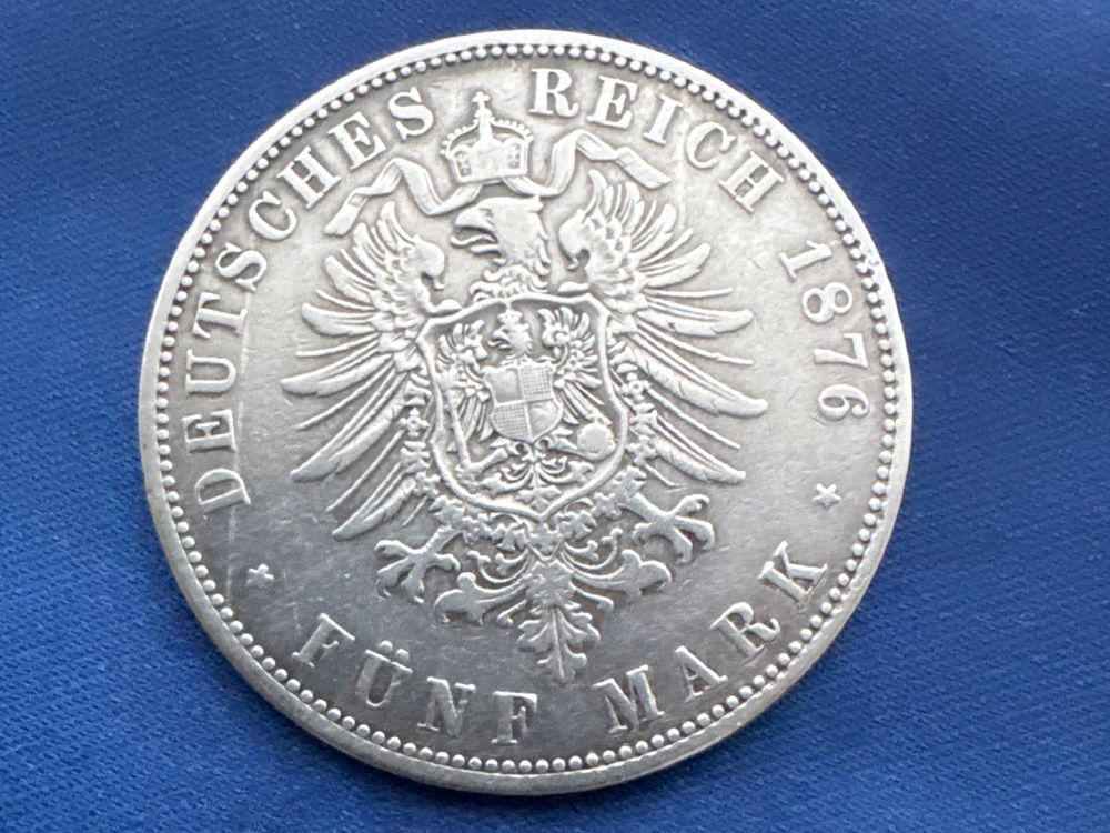 Silbermünze 1876 Deutsches Reich, 5 Mark (Gebraucht) in Zürich für CHF ...