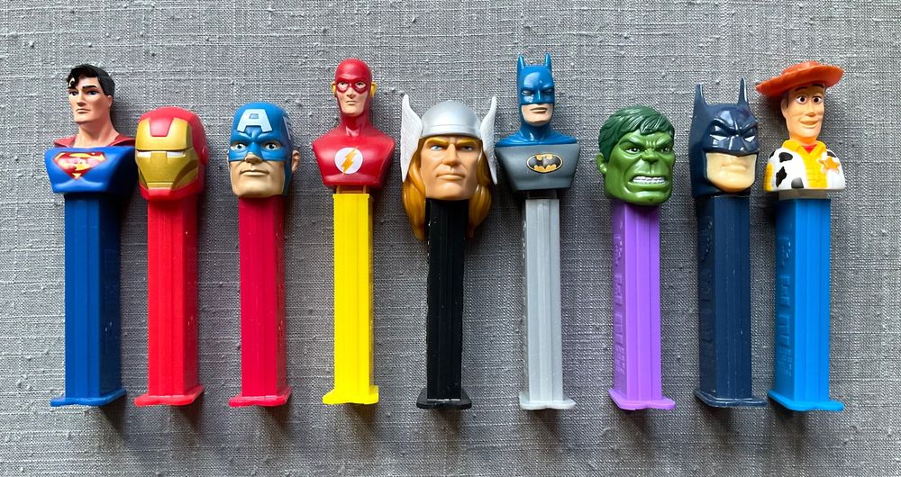 🔴 9 PEZ Dispenser Superhelden – DC Marvel – Batman Hulk 🔵 (Gebraucht ...