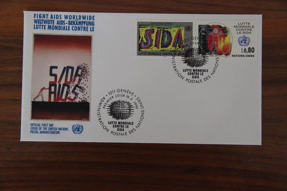 Nations Unies Genève 1990 - Lutte mondiale contre le SIDA (Neuf (Voir ...
