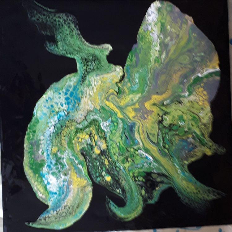 Acryl Pouring Gelb Blau (Neu (gemäss Beschreibung)) in Montlingen für CHF 10 – nur Abholung auf ...