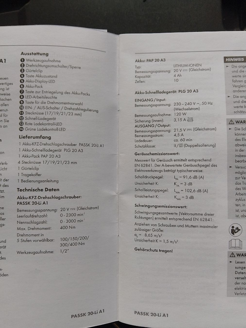 Parkside Akku-Drehschlagschrauber PASSK 20-Li A1, neuwertig (Gebraucht ...