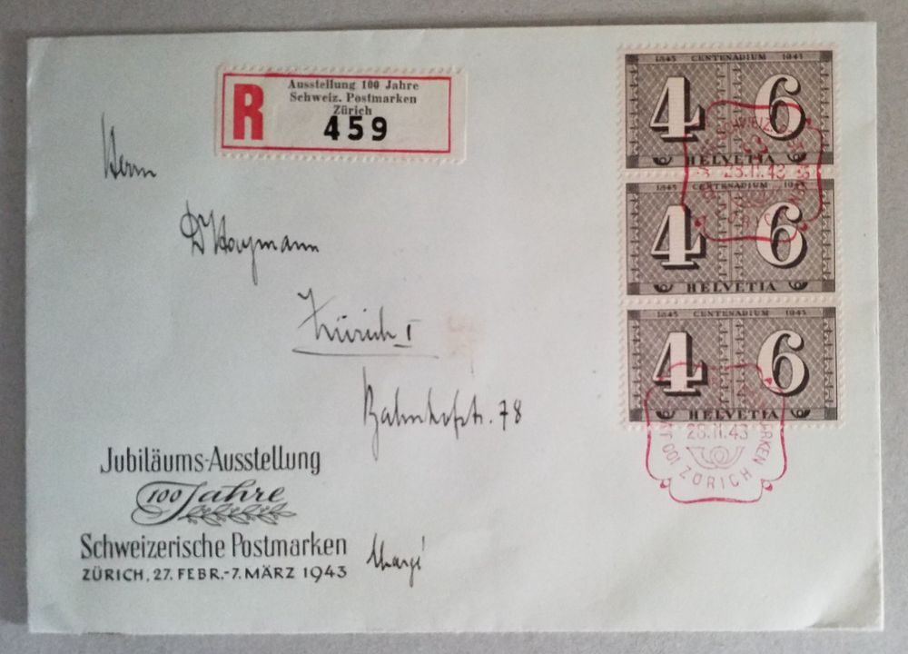 B139) 1943 Jubiläumstag auf Brief Lp (Gebraucht) in Baden für CHF 1 ...