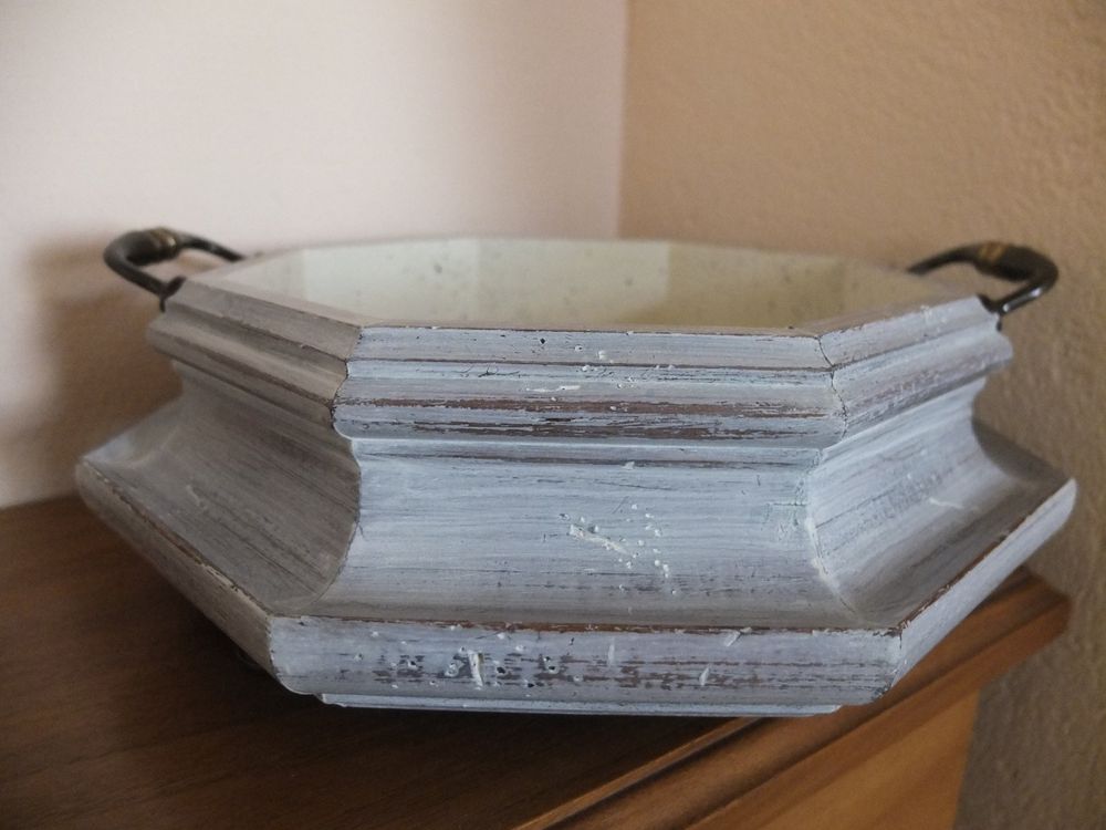 grosse achteckige Schalle aus Holz Shabby | Kaufen auf Ricardo