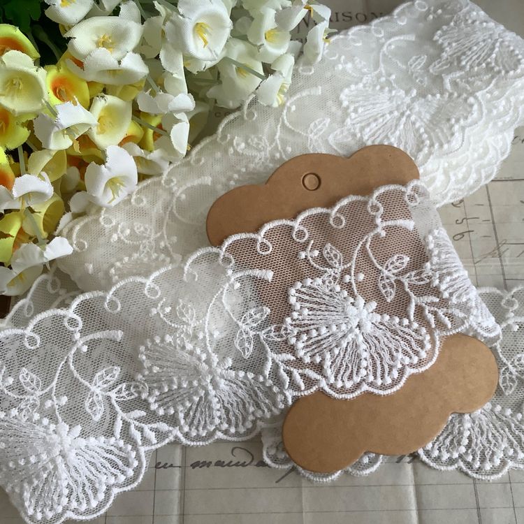 Spitze Band Spitzenband Tulle Dentelle 100 cm weiss blanc (Neu (gemäss ...