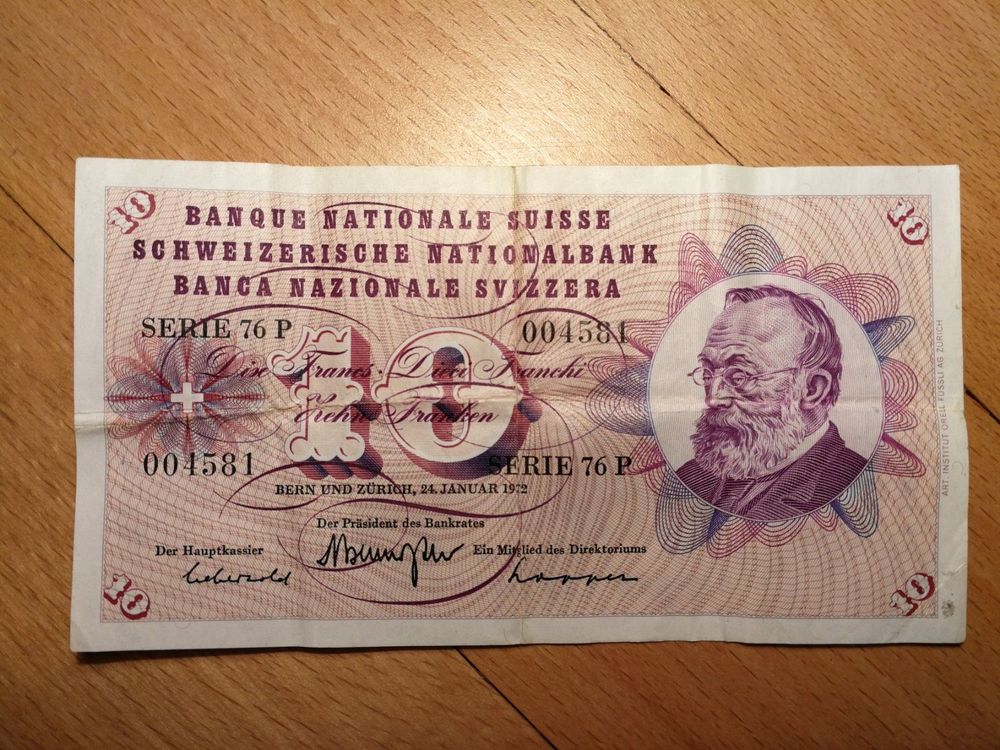 Banknote CHF 10 (5. Banknotenserie) (Gebraucht) in Bern für CHF 2 – mit Lieferung auf Ricardo kaufen