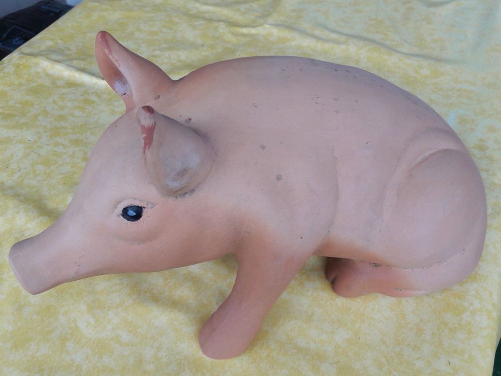 Ton Tier Ferkel Schweinchen Schwein Sau Terracotta 40 cm (Gebraucht) in ...