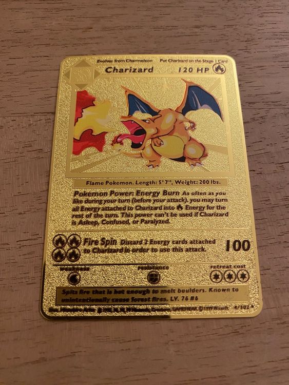 Pokemon Charizard Gold Metal Card | Kaufen auf Ricardo