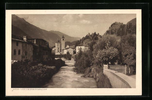 Süs, Flusspartie mit Brücke und Kirche | Kaufen auf Ricardo