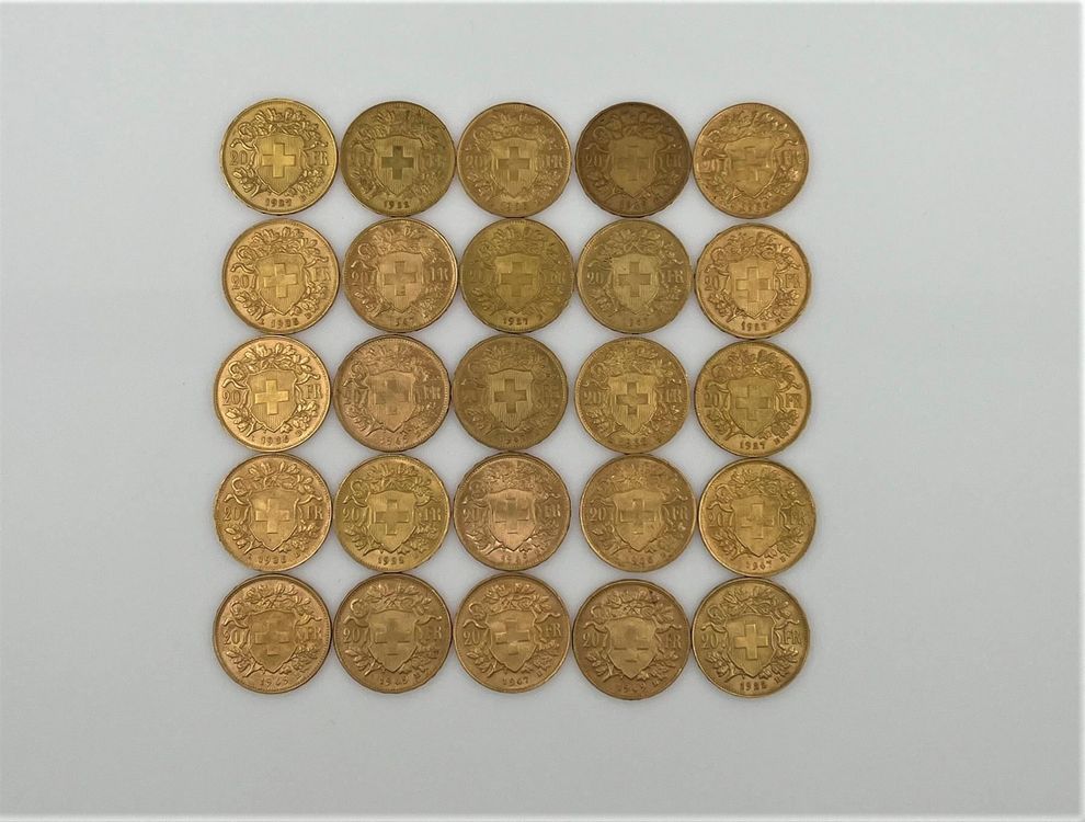 25 Goldvreneli 20 Franken div. Jahrgänge | Kaufen auf Ricardo