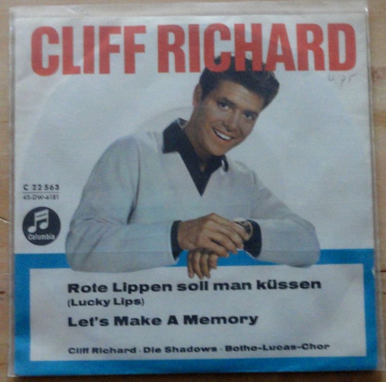 SI CLIFF RICHARD rote Lippen soll man küssen SCHLAGER 1963 (D'occasion ...