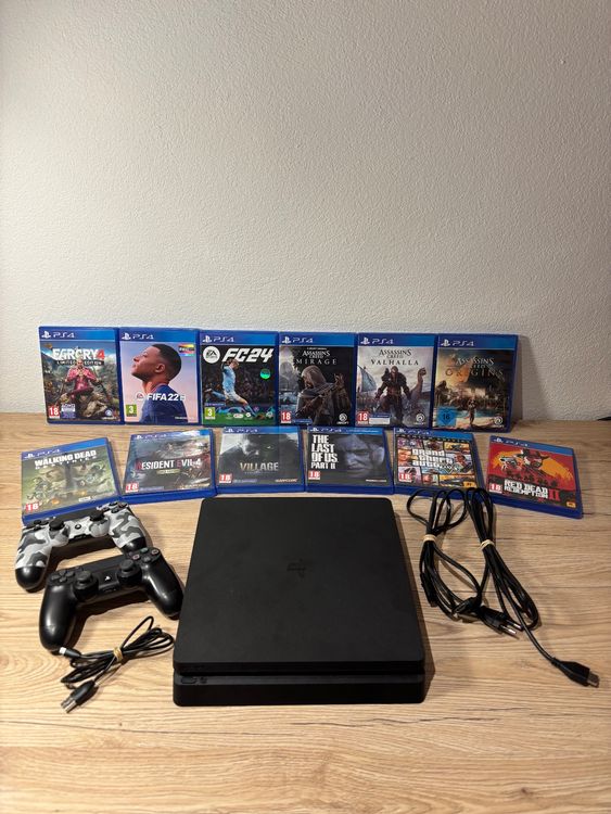 Playstation 4 Slim mit 2 Controller und 12 Games Top Zustand (Gebraucht ...