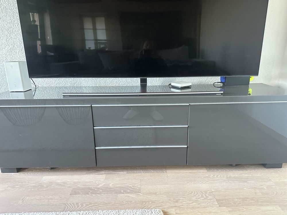 TV-Lowboard Hochglanz Grau Modern | Kaufen auf Ricardo