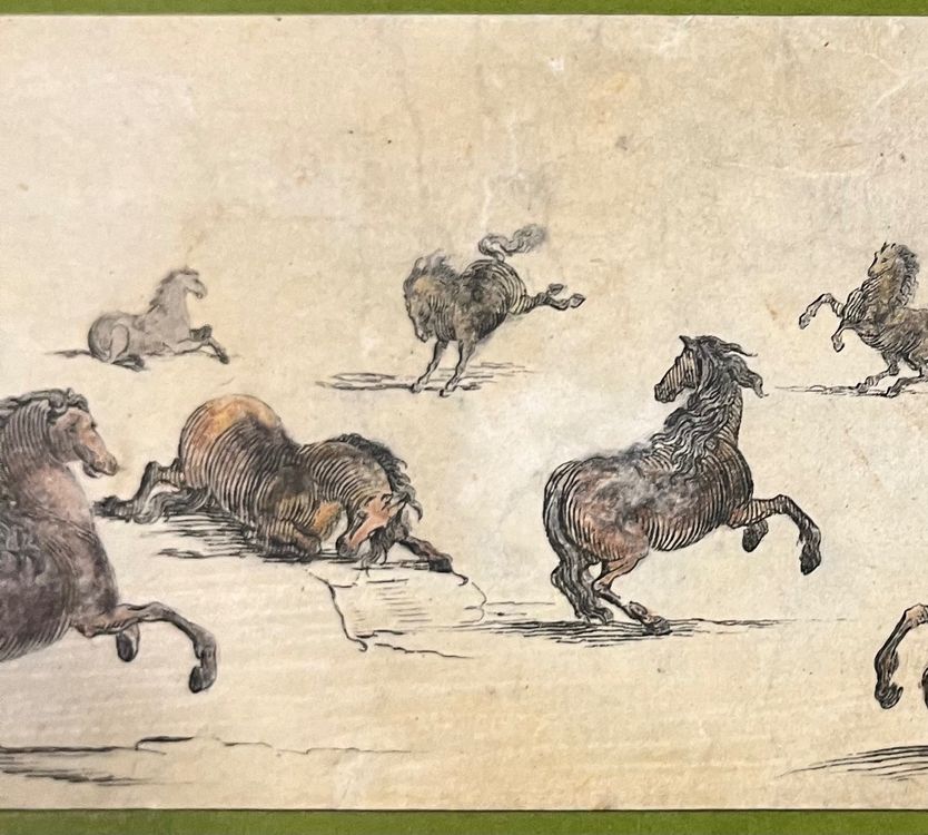 Antike Handkolorierte Kuppferstich mit Pferden (Gebraucht) in Hochdorf für CHF 10 – mit ...