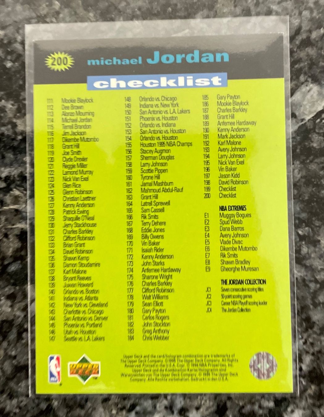 NBA Michael Jordan Collectors Choice Checklist Gold Card (Neu (gemäss ...