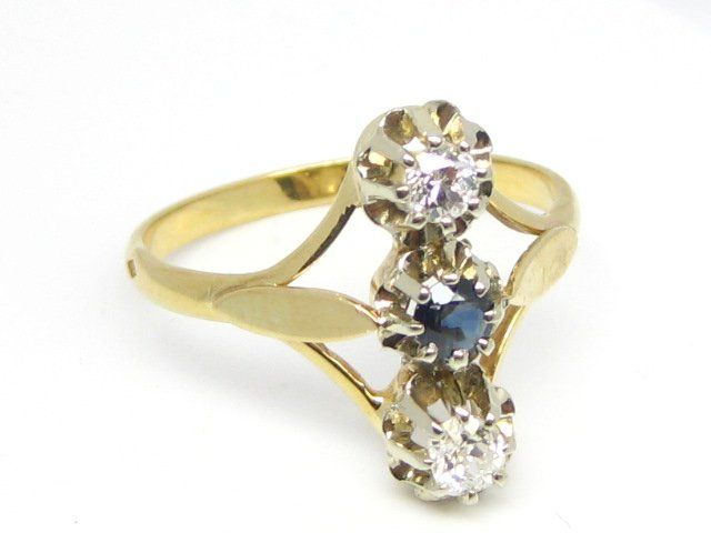 Antik Ring Gold 750 / 18 k Saphir / Diamant / Gr. 61 (Gebraucht) in ...