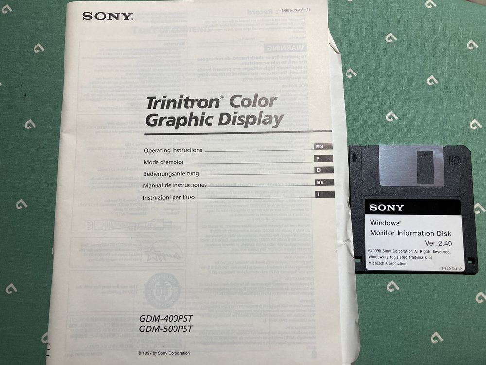 Sony Trinitron Monitor Bedienungsanl. GDM-400PST/GDM-500PST (Gebraucht ...