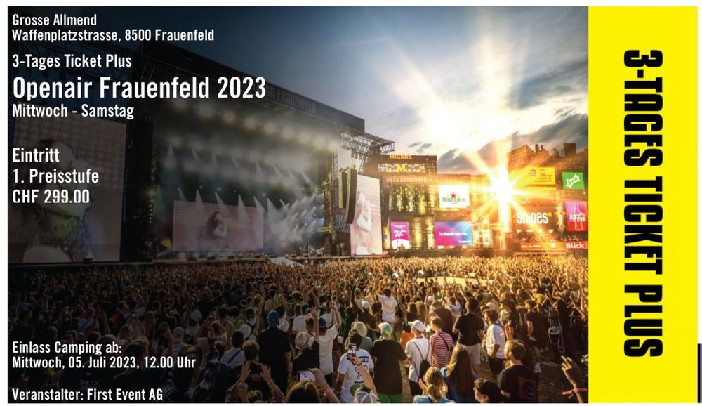 Openair Frauenfeld 2023 3 Tages Ticket Plus (Neu und originalverpackt ...