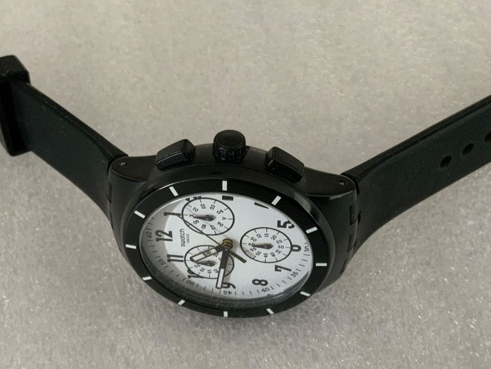 Swatch Chrono Plastic TWICE AGAIN BLACK ★ getragen | Kaufen auf Ricardo