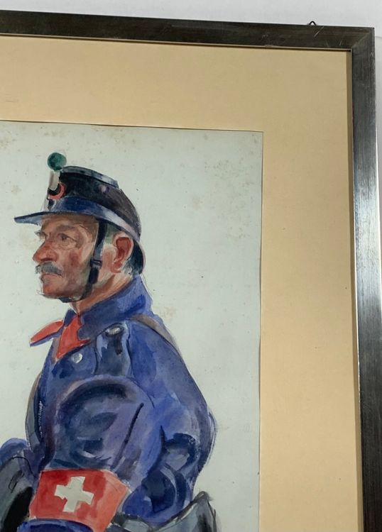Friedrich Eduard Traffelet (1897-1954) Aquarell -Soldat | Kaufen auf Ricardo