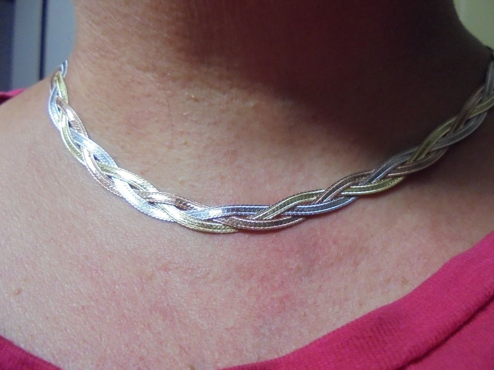 Design-Silbercollier 925er vergoldet, 45cm mit Zertifikat (Neu (gemäss ...