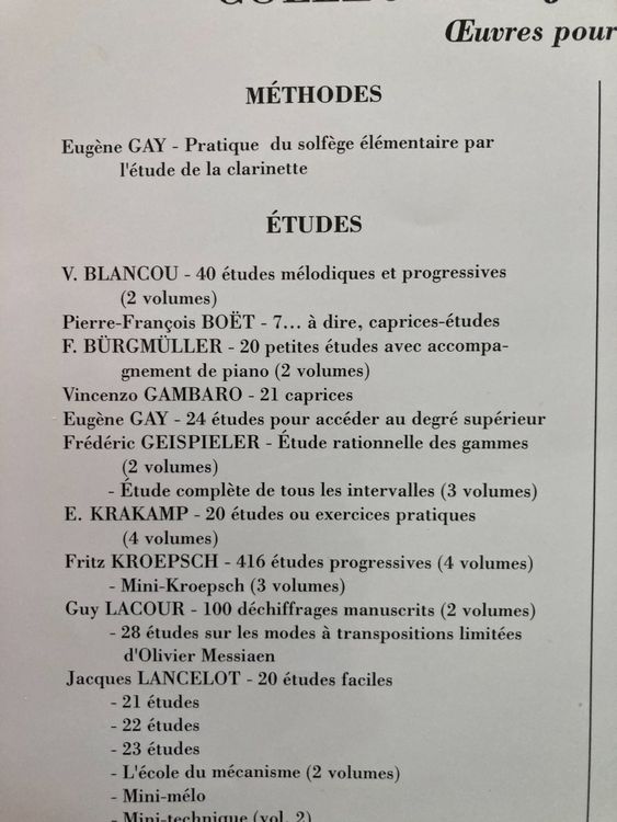 Jacques Lancelot 20 Etudes faciles pour clarinette (Gebraucht) in Subingen für CHF 5 – mit ...