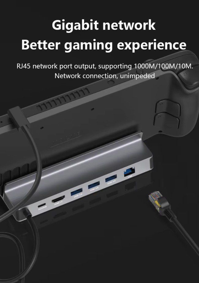 6in1 Docking Station für Valve Steam Deck USB-C/A+HDMI+RJ45 (Neu und ...