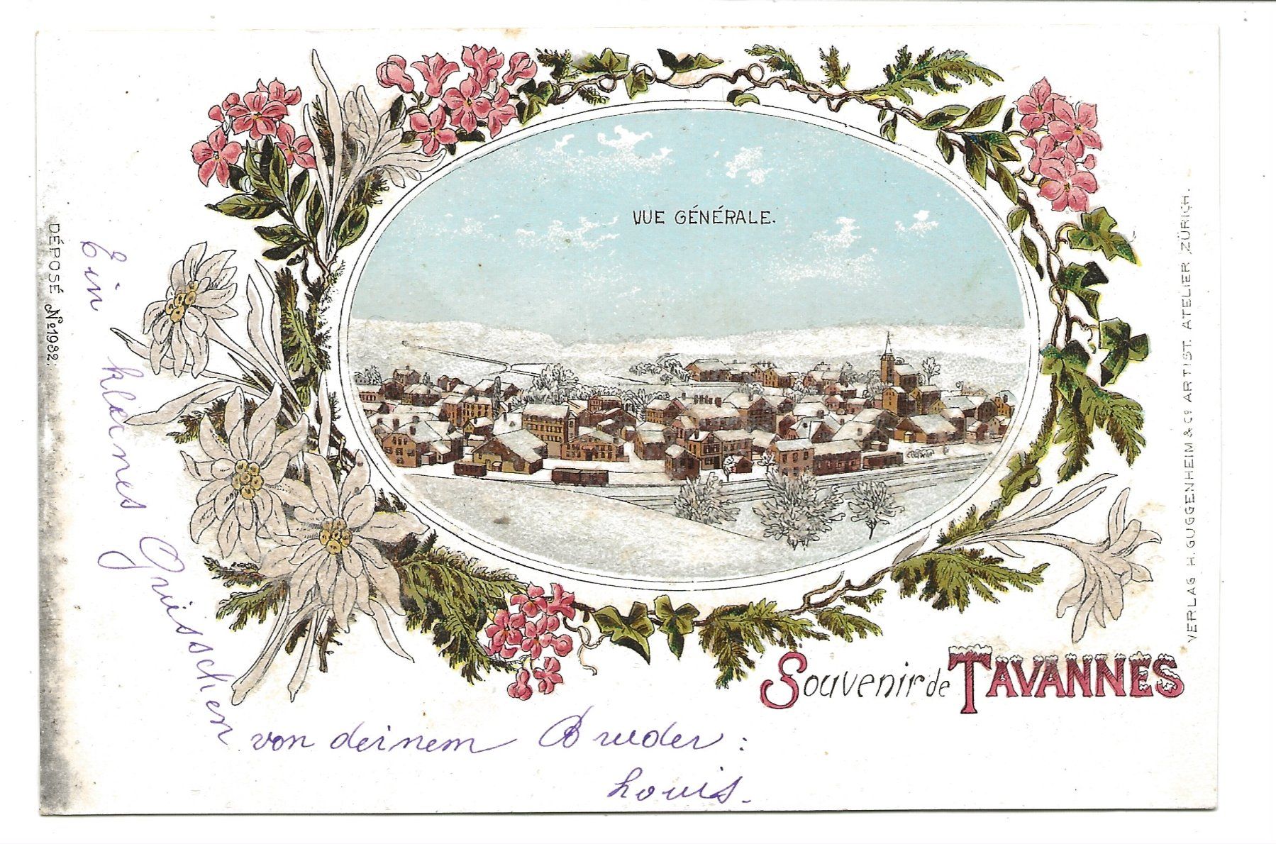 Tavannes (BE) Berner Jura - Winter-Litho - Glimmer - um 1900 (Gebraucht ...