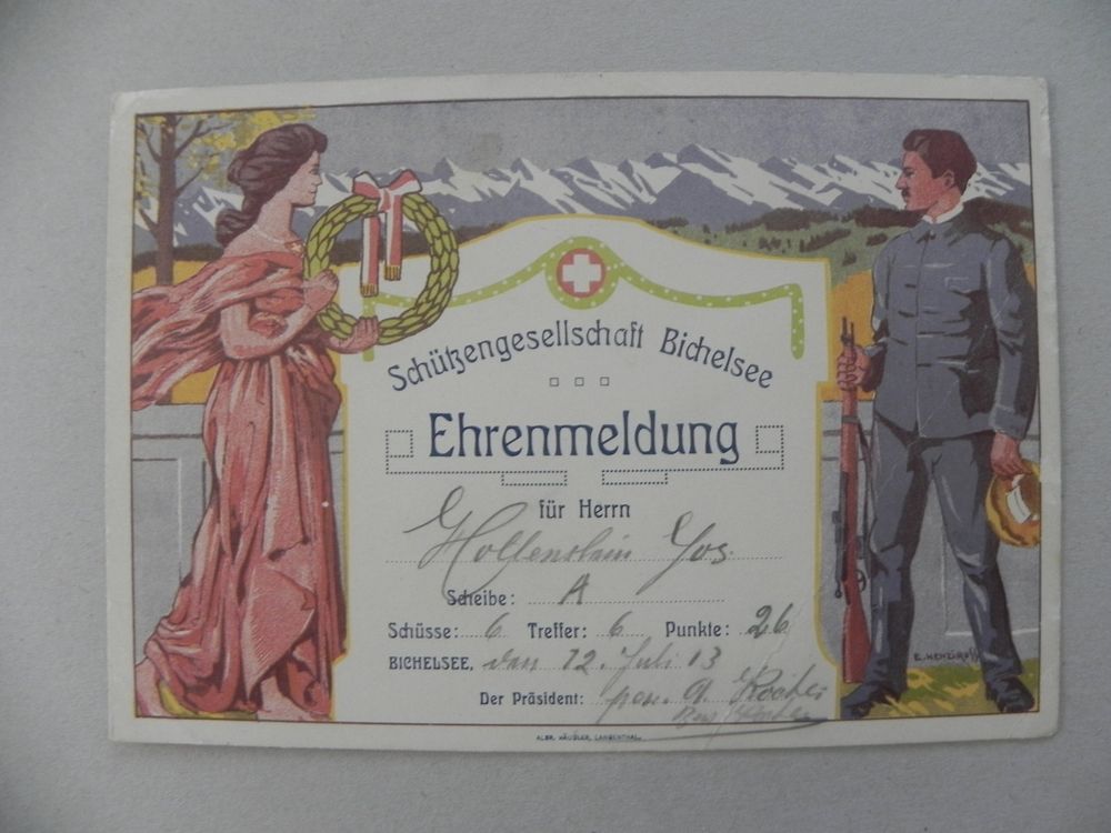 Karte Bichelsee Thurgau TG Schützenfest 1913 Ehrenmeldung (Gebraucht) in Siebnen für CHF 22 ...