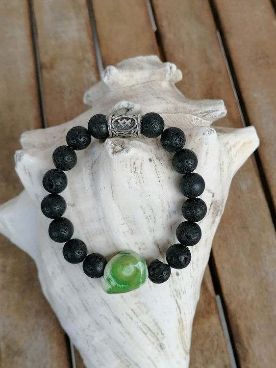 Edelstein Männer Armband "Gunnar" mit schwarzen Lavaperlen | Kaufen auf ...