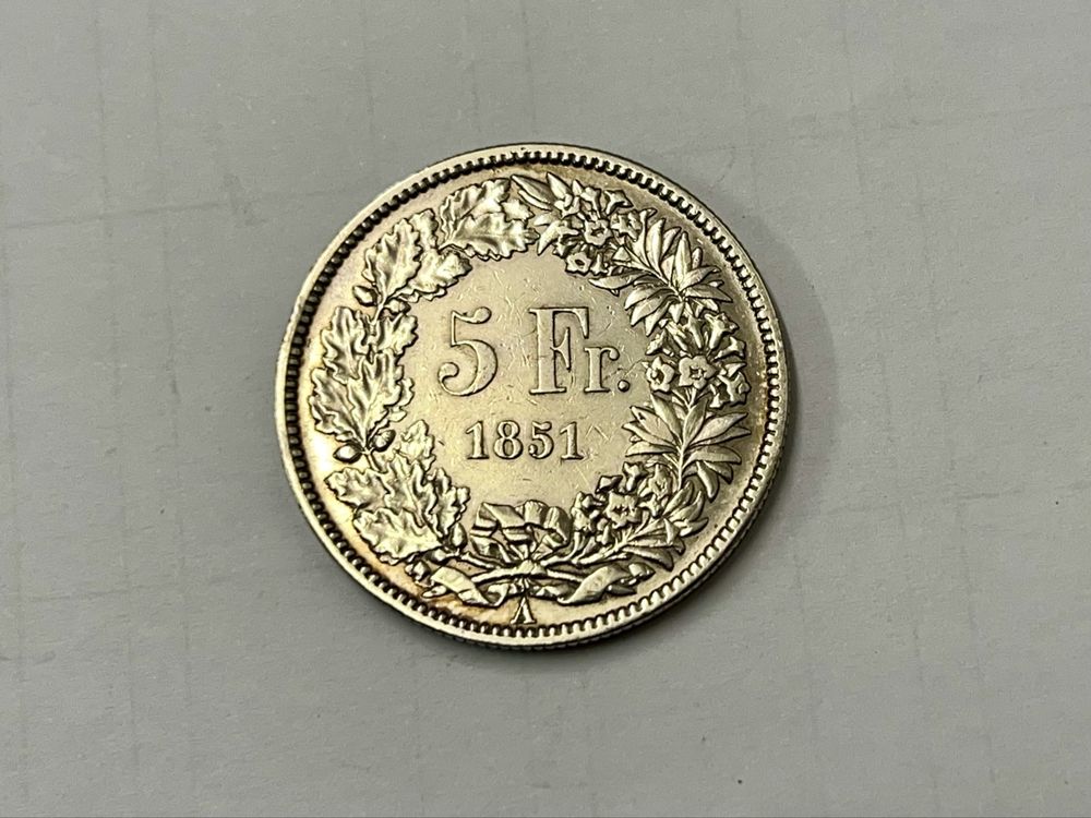 Silbermünze 5 Franken 1851 (Gebraucht) in Zürich für CHF 265 – mit Lieferung auf Ricardo kaufen