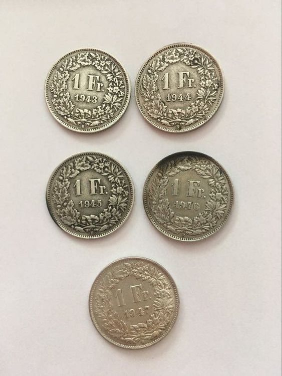 Silbermünzen 1 CHF 1943 - 1947 No37 (Gebraucht) in kloten für CHF 17 – mit Lieferung auf Ricardo ...
