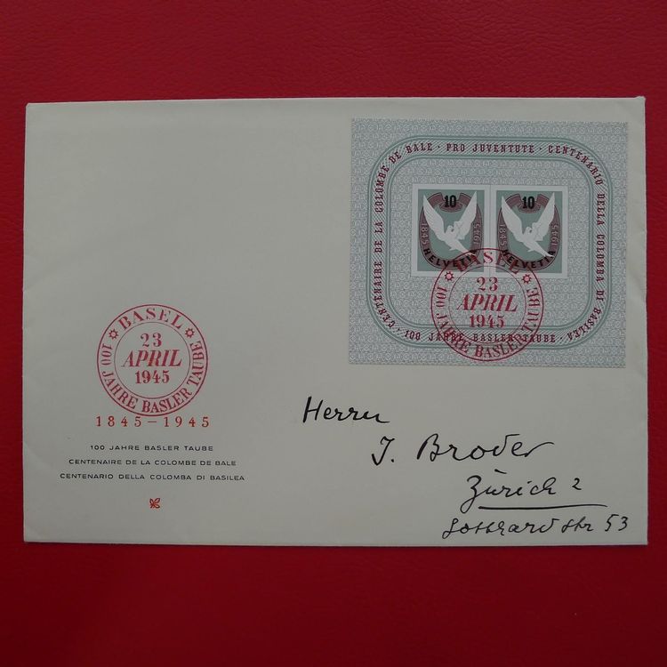 W23 Baslertaube-Block, Brief, SBK: 150.- (Gebraucht) in Sursee für CHF 20 – mit Lieferung auf ...