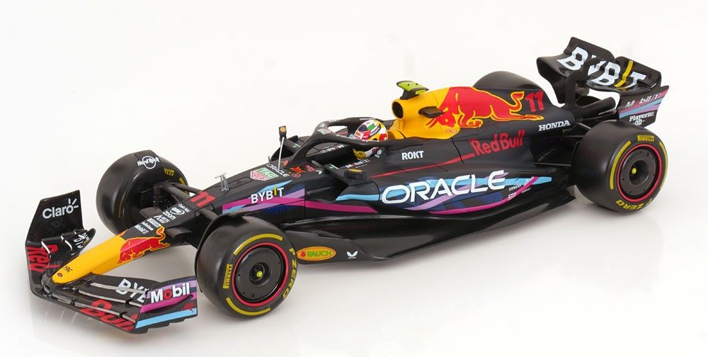 Bburago 1:18 Red Bull RB19 GP USA Miami 2023 Perez mit Fahre (Nuovo e ...