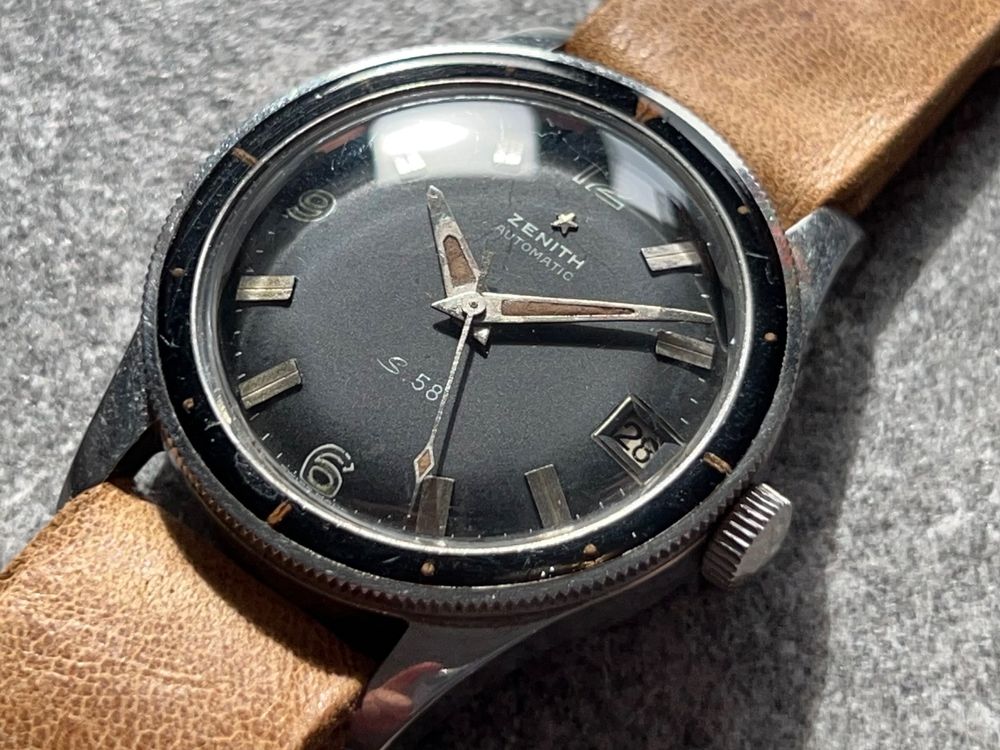 Vintage Zenith S58 Military Black Radium Dial Tropical 38mm (Gebraucht ...