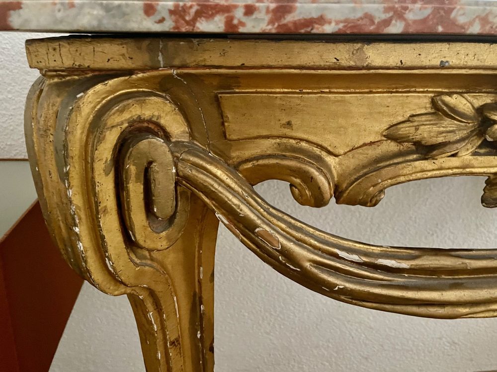 Antick Konsole Louis XV Still aus Holz geschnitzt auf Marmor (Gebraucht ...
