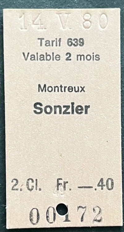 Montreux Sonzier/ Billett 1980 (Gebraucht) in Wabern für CHF 1.5 – mit Lieferung auf Ricardo kaufen