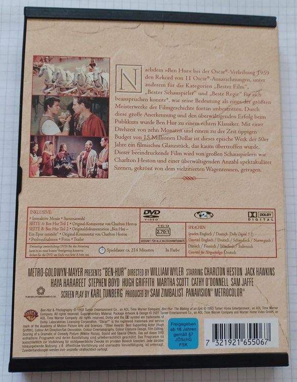 Ben Hur -1959 -Charlton Heston, Haya Harareet, Jack Hawkins (Gebraucht ...
