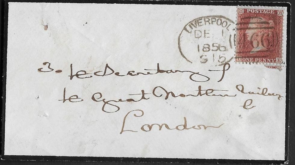 1856 Brief GB 1 penny Rotbraun Liverpool - London Top ab 1.- (Gebraucht ...