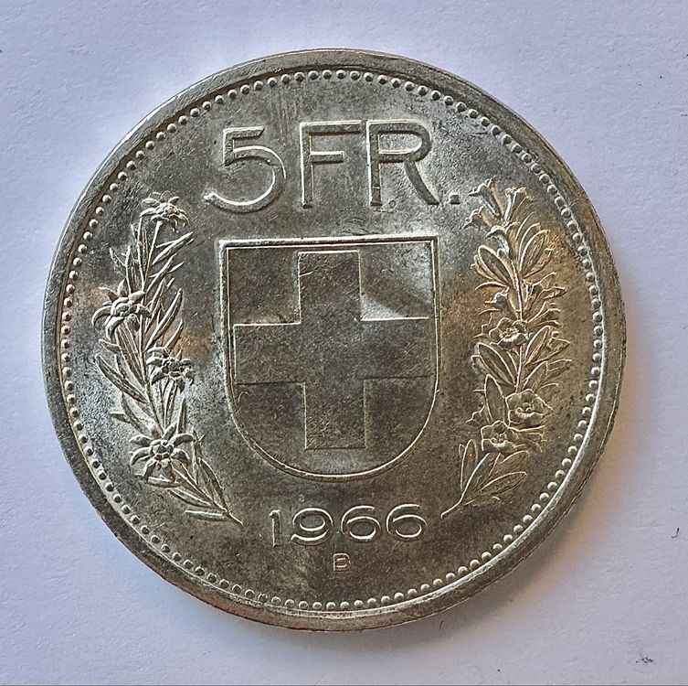 Silbermünze 5 Franken 1966 Schweiz (Gebraucht) in St. Gallen für CHF 13 – mit Lieferung auf ...
