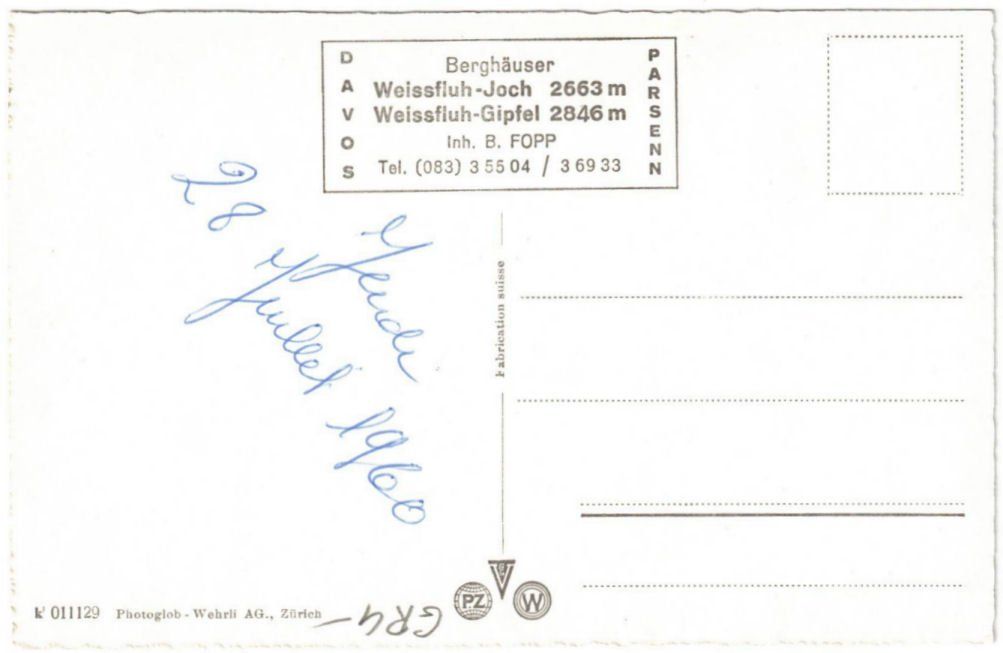 Davos - 4 Bild AK Weissfluhgipfel (Gebraucht) in Binningen für CHF 2 ...