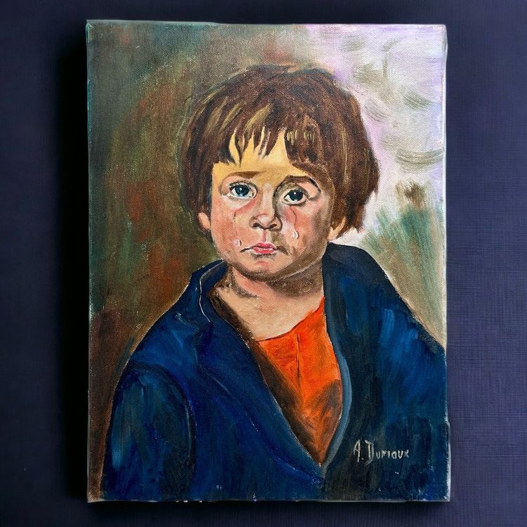 A. DURIAUX portrait à l'huile sur toile "Enfant qui pleure" (Gebraucht) in Morges für CHF 20 ...