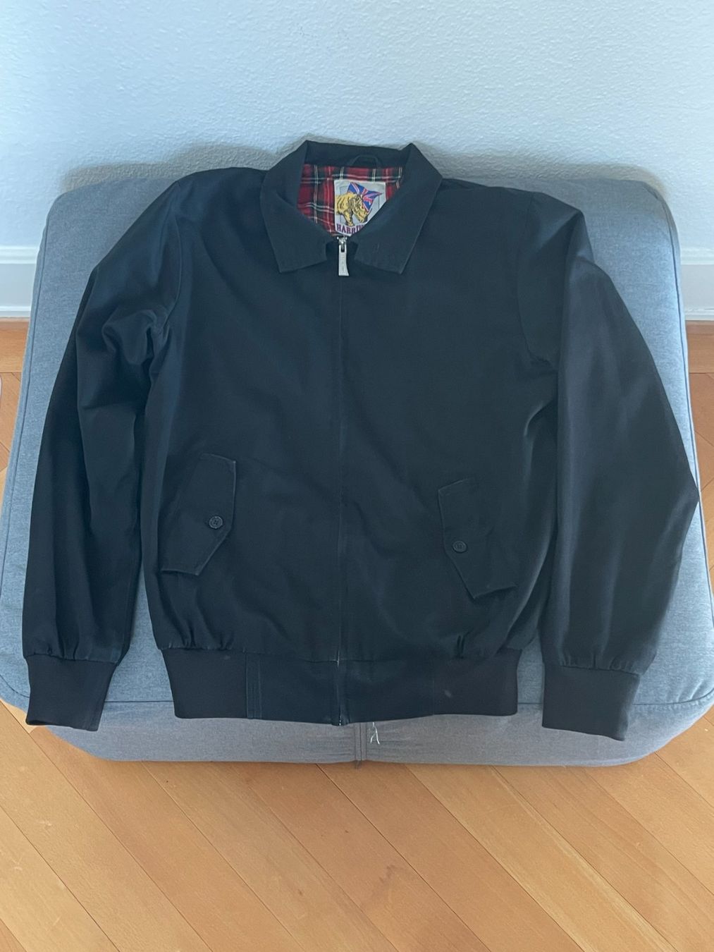 Harrington jacket noir doublé tartan - L - UK (D'occasion) à Lausanne ...