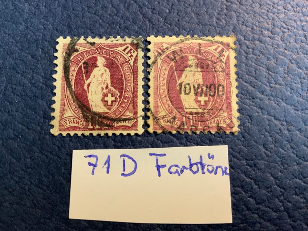 Briefmarken Schweiz Stehende Helvetia 71D Farbtöne!! Gestem | Kaufen ...