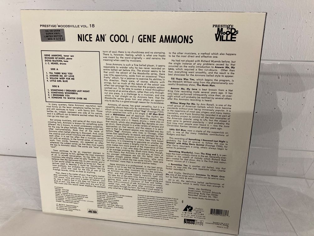 Gene Ammons Nice an' Cool Analog Prod. Limt. Edit. No.253 (Gebraucht ...