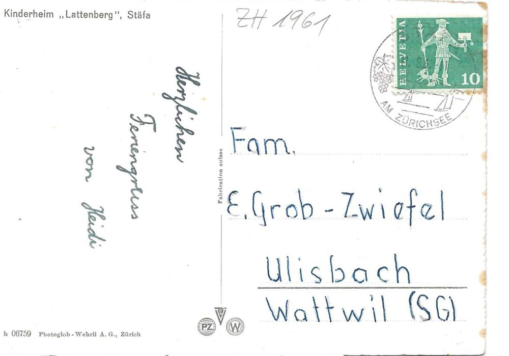 Stäffa ZH Kinderheim Lattenberg mit Rebberg 1961 gut erhalte (Gebraucht ...