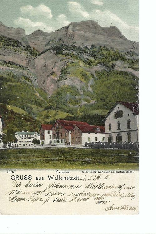 WALENSTADT, Gruss von Wallenstadt, Kaserne 1903 (Gebraucht) in Thun für CHF 4.09 – mit Lieferung ...